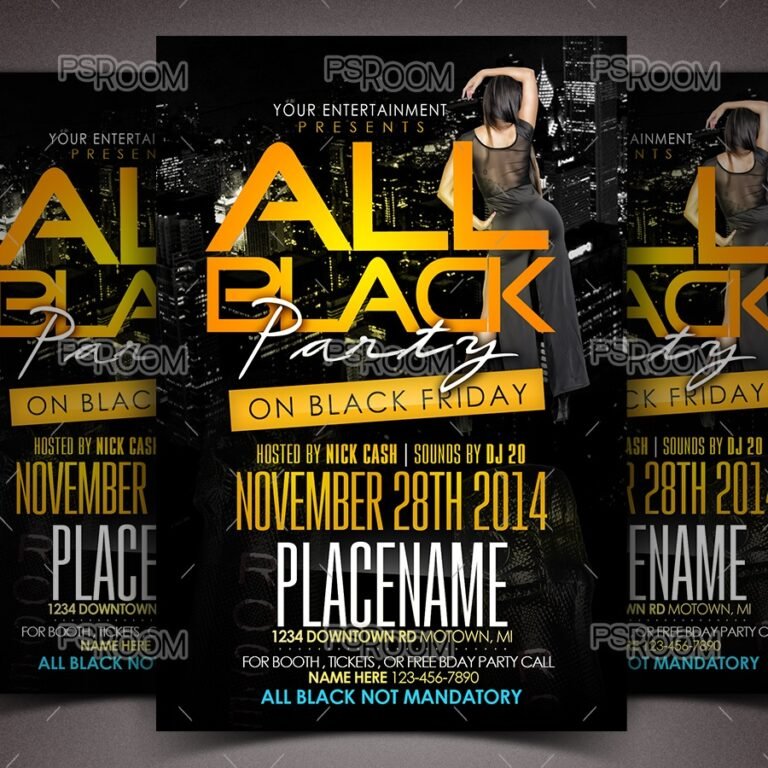 All Black Party Flyer - PSDRoom.com