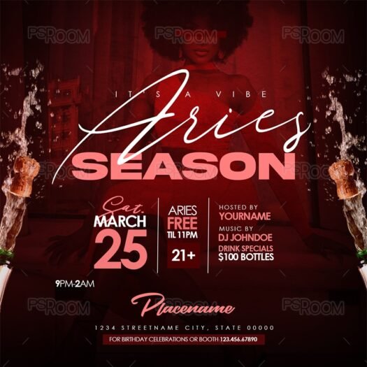 Aries Season: It’s A Vibe Flyer - PSDRoom.com