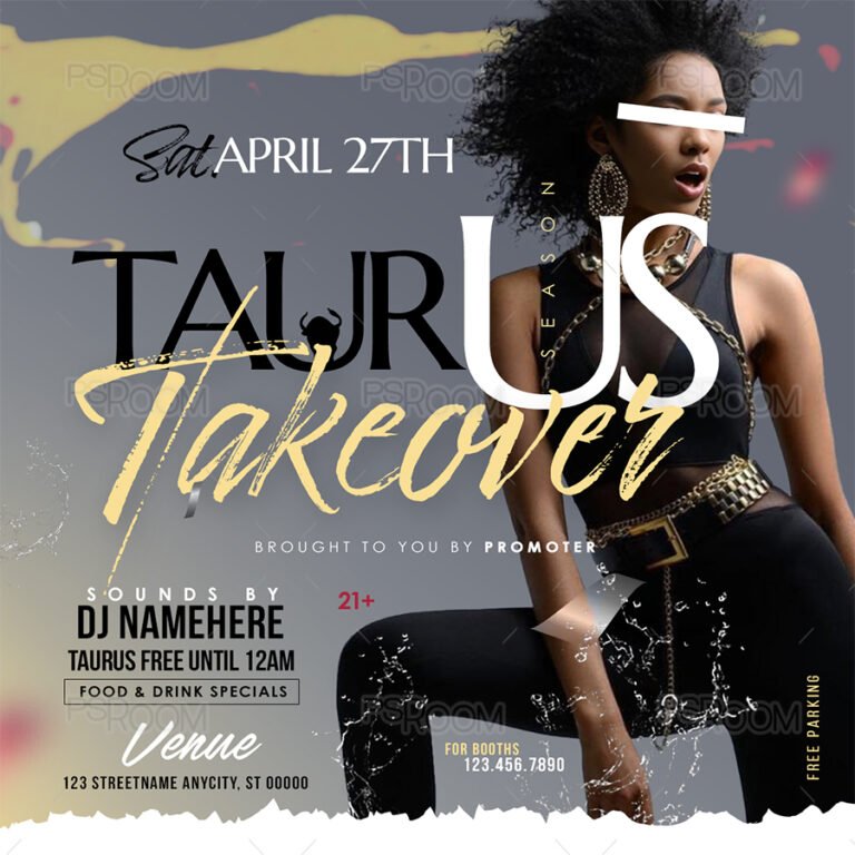 Taurus Takeover Flyer Template - PSDRoom.com